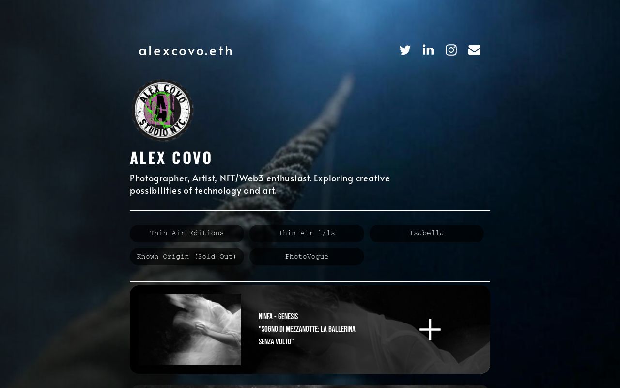 Alex Covo NFT site